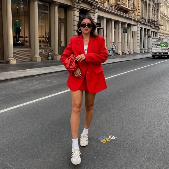 Zara | Jackets & Coats | Zara 2 Pieces Set Fitted Blazer With Pockets And Belt Loop Mini Skirt ...